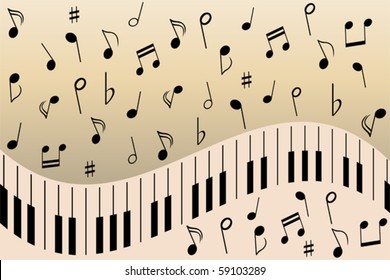 Music Notes Doodles Set Piano Keys Stok Vektör (Telifsiz) 1090705721 ...
