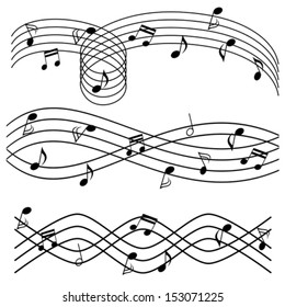 Various Music Notes On Stave Stock Vector (Royalty Free) 153071225 ...