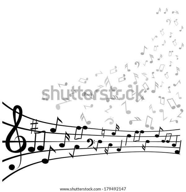Various Music Notes On Stave Vector Stock Vector (Royalty Free) 179492147