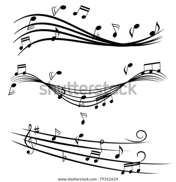 Various Music Notes On Stave Stock Vector (Royalty Free) 79162624