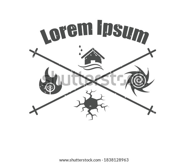 Various natural disaster management icon based logo vector illustration ...