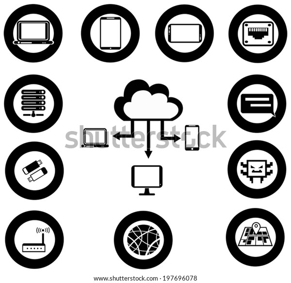 Various Network Media Icon App Collection: vector de stock (libre de ...