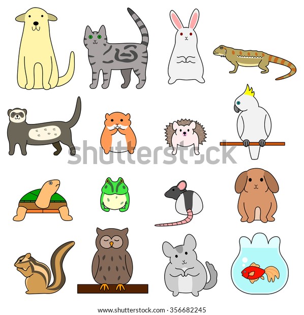 Various Pet Animals Stock Vector (Royalty Free) 356682245 | Shutterstock
