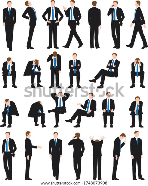 Various Postures Movements Businessman Stock Vector (Royalty Free ...