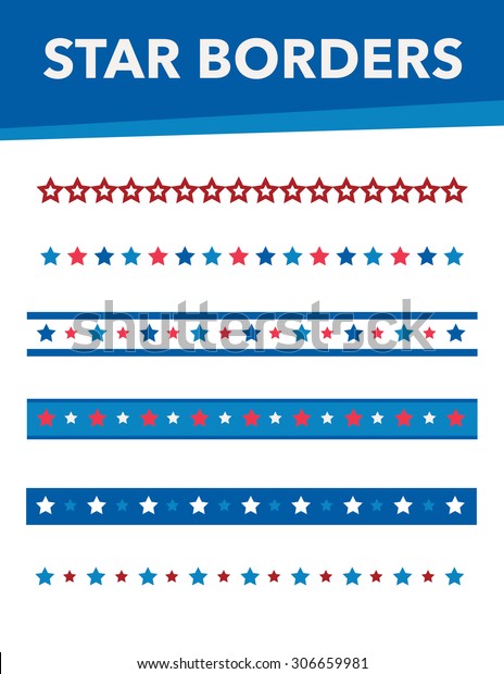 Various Star Borders Red White Blue Stock Vector (Royalty Free) 306659981