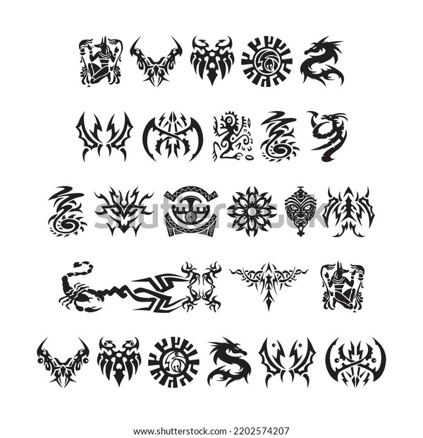 Various Tattoo Element Doodle Isolated On Stock Vector (Royalty Free ...