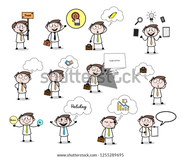 Various Thinking Wondering Cartoon Professional Businessmanconcepts ...
