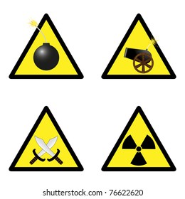 Various Triangle War Signs Isolated On Stock Vector (Royalty Free ...