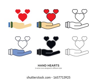 Various Type Hand Hearts Set Same Stock Vector (Royalty Free ...