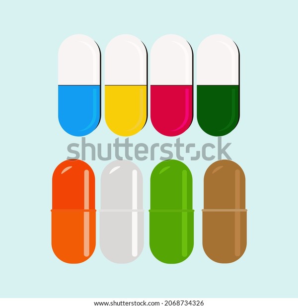 Various Types Colors Medical Capsulesvector Illustration Stock Vector ...