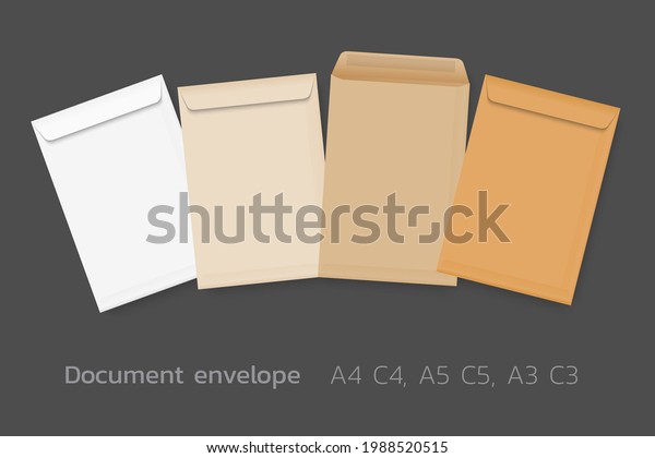 Various Types Paper Envelope Mockup Vector Stock Vector (Royalty Free ...