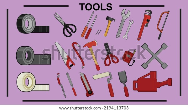 Various Types Tools Industrial Work Homework Stock Vector (Royalty Free ...