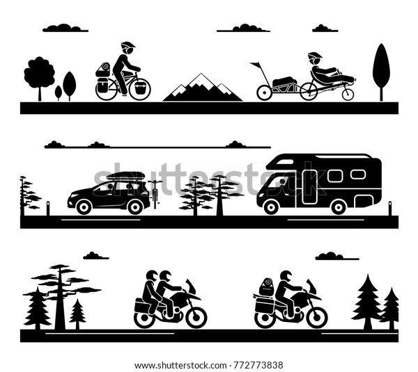 Various Types Transport Illustration Form Pictograms Stock Vector ...