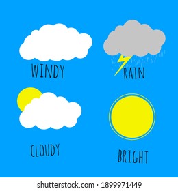 Various Types Weather Such Windy Cloudy Stock Vector (Royalty Free ...