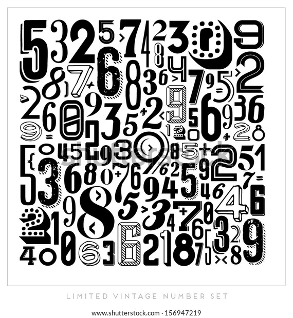 Various Vintage Number Typography Collection High Stock Vector (Royalty ...