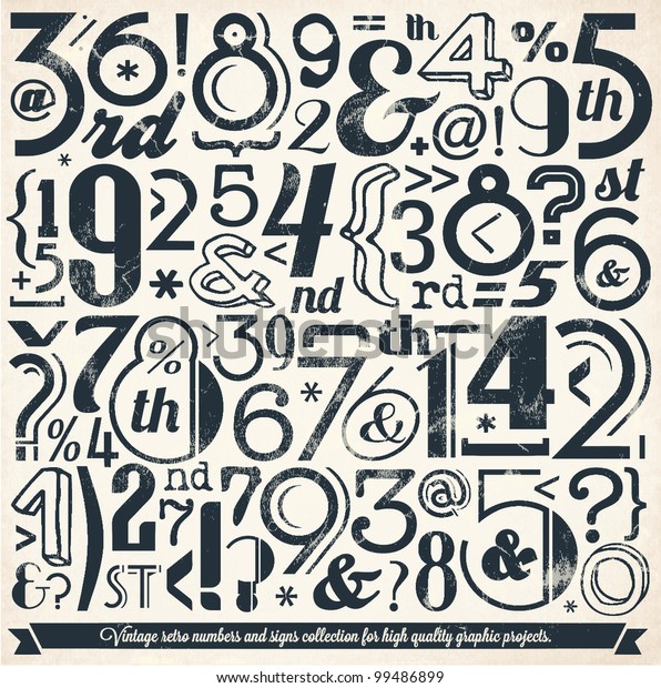 Various Vintage Number Typography Collection High Stock Vector (Royalty ...