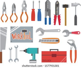 Various Work Tools Illustration Set Stock Vector (Royalty Free ...