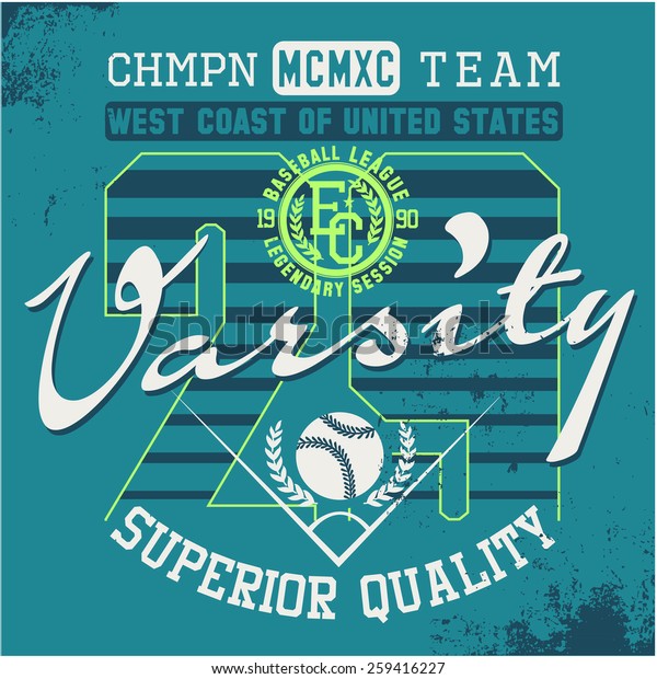 Varsity Vector Graphics Typography Tshirt Design: vector de stock ...
