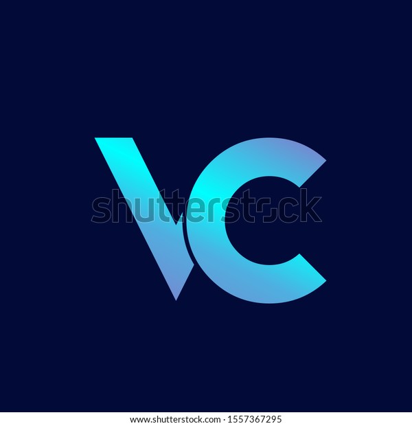 VC monogram logo.Typographic icon with letter v and letter c.Neon ...