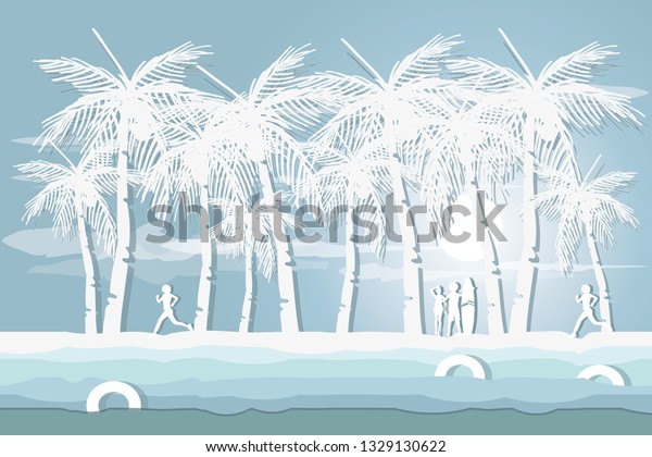 Vecto Papercut Coconut Tree Stock Vector (Royalty Free) 1329130622 ...