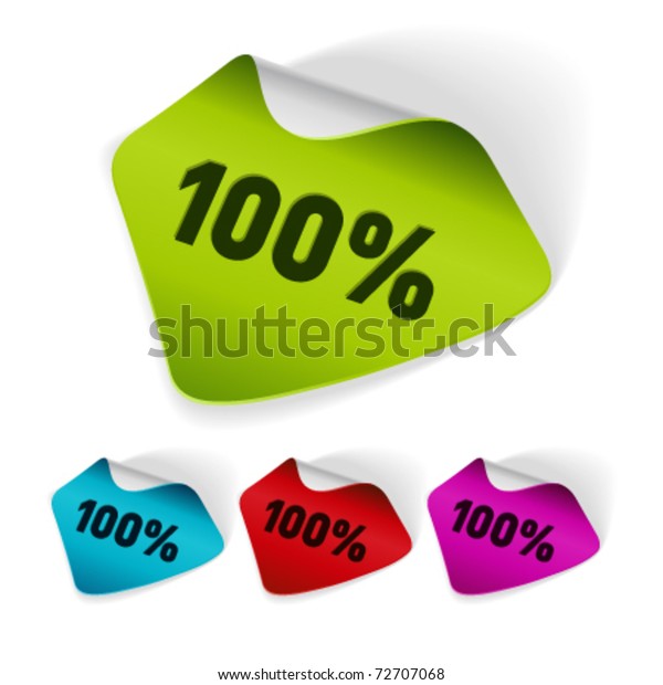 Vector 100 Percent Stickers Set Easy Stock Vector (Royalty Free ...