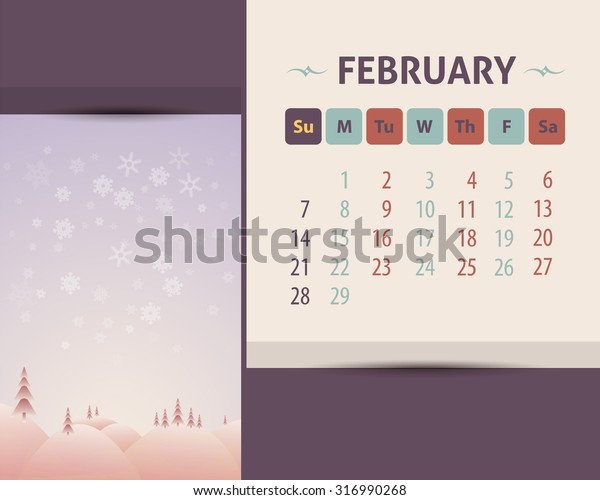 Vector 2016 February Calendar Design Week Stock Vector (Royalty Free ...