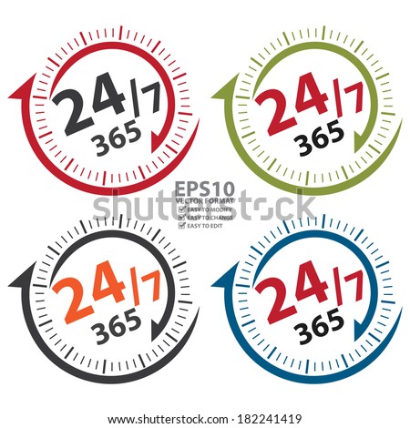 Vector 247 365 Days Icon Badge Stock Vector (Royalty Free) 182241419 ...