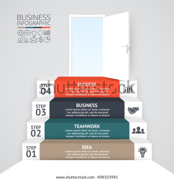 Vector 3d Arrows Stairs Infographic Template Stock Vector (Royalty Free ...