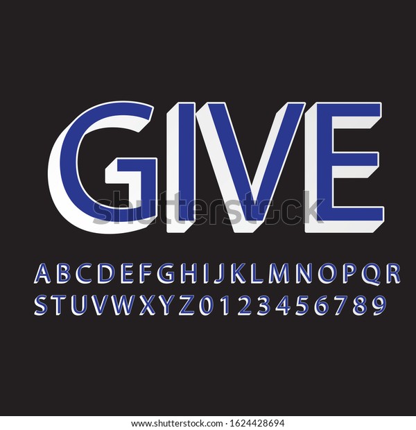 Vector 3d Blue Font Alphabet Numbers Stock Vector (Royalty Free) 1624428694