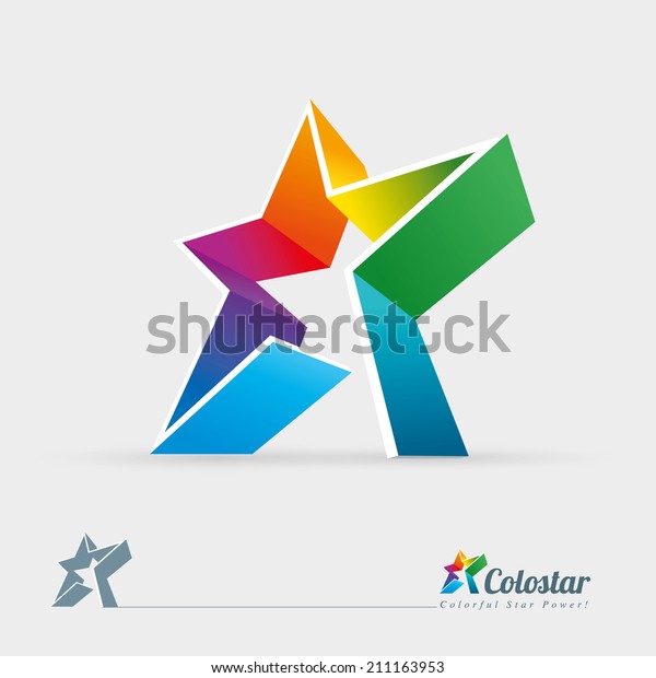 Vector 3d Colorful Star Logo Design Stock Vector (Royalty Free ...