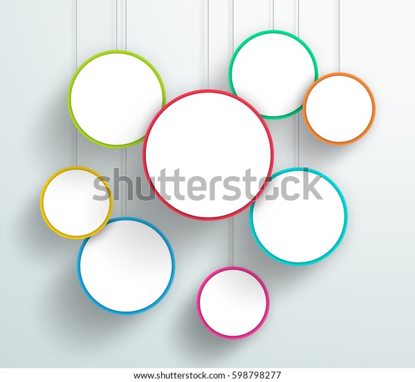 Vector 3d Colourful Circle Signs Hanging Stock Vector (Royalty Free ...