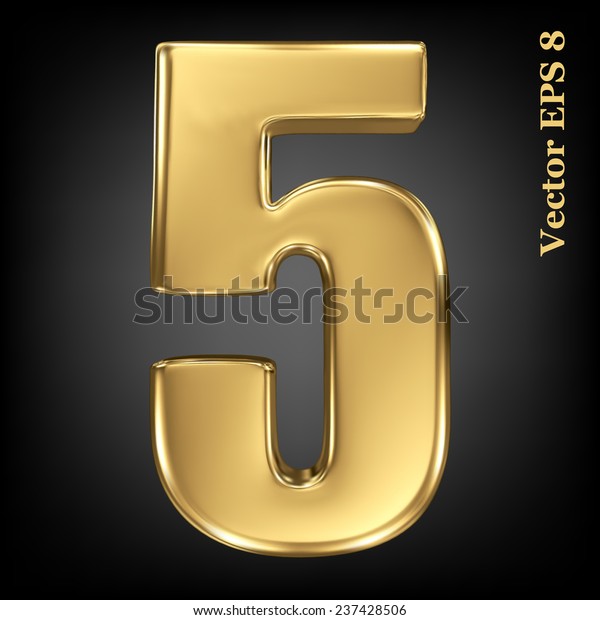 Vector 3d Golden Number Collection 5 Stock Vector (Royalty Free ...