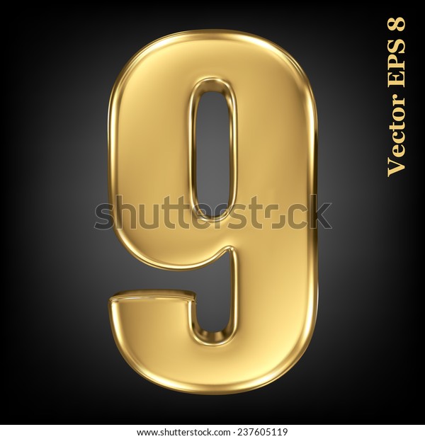 Vector 3d Golden Number Collection 9 Stock Vector (Royalty Free ...