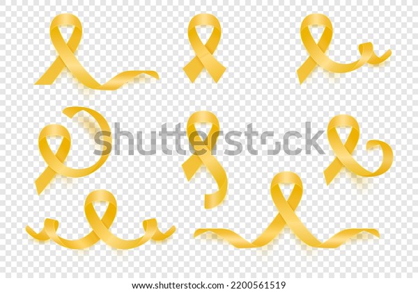 Vector 3d Realistic Yellow Ribbon Set Stock Vector (Royalty Free ...