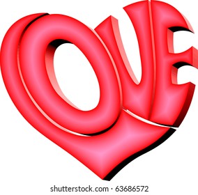 Vector 3d Word Love Heart Shape Stock Vector (Royalty Free) 63686572
