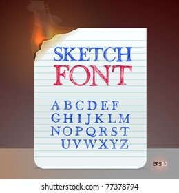Vector Abc Sketch Alphabet Ball Pen Stock Vector (Royalty Free ...