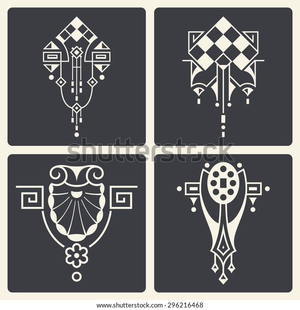 Vector Abstract Art Deco Ornaments Stock Vector (Royalty Free) 296216468
