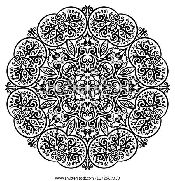 Vector Abstract Black Color Decorative Floral Stock Vector (Royalty ...