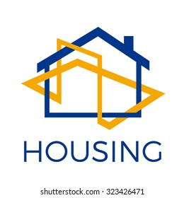 Vector Abstract Blue Orange House Real Stock Vector (Royalty Free ...