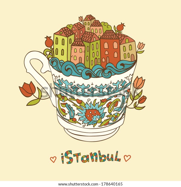 Vector Abstract Card Traditional Turkish Coffee Stock Vector (Royalty ...