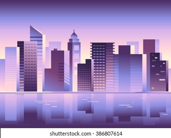 Vector Abstract City Landscape Bright Gradient Stock Vector (Royalty ...