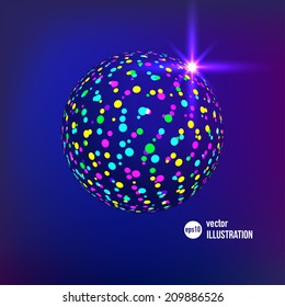 Vector Abstract Colorful Glitterball On Blue Stock Vector (Royalty Free ...