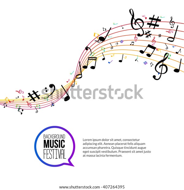 Vector Abstract Colorful Music Notes Lines Stock Vector (Royalty Free ...