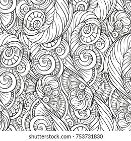 Vector Abstract Doodles Black White Seamless Stock Vector (Royalty Free ...