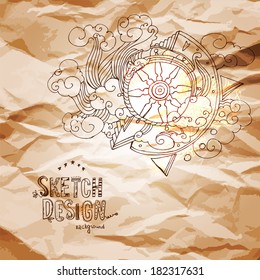 Vector Abstract Fairy Compass Old Paper Stock Vector (Royalty Free ...