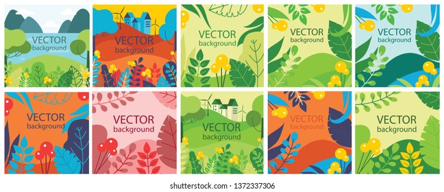 Vector Abstract Floral Herbal Background Set Stock Vector (Royalty Free ...