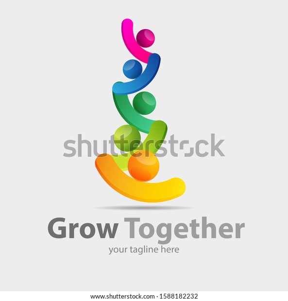 Vector Abstract Grow Together Symbol Logo Stock Vector (Royalty Free ...