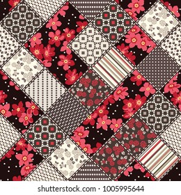 Vector Abstract Hand Drawn Seamless Patchwork Stock Vector (Royalty ...