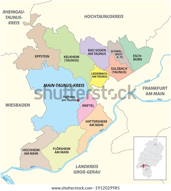 Vector Administrative District Map Maintaunuskreis Hesse Stock Vector ... Vector Administrative District Map Maintaunuskreis Hesse Stock Vector ...