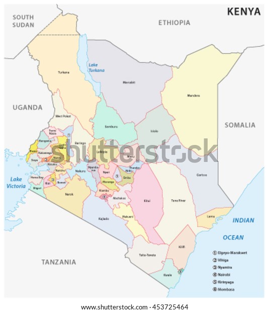Vector Administrative Political Map Republic Kenya: เวกเตอร์สต็อก (ปลอด ...